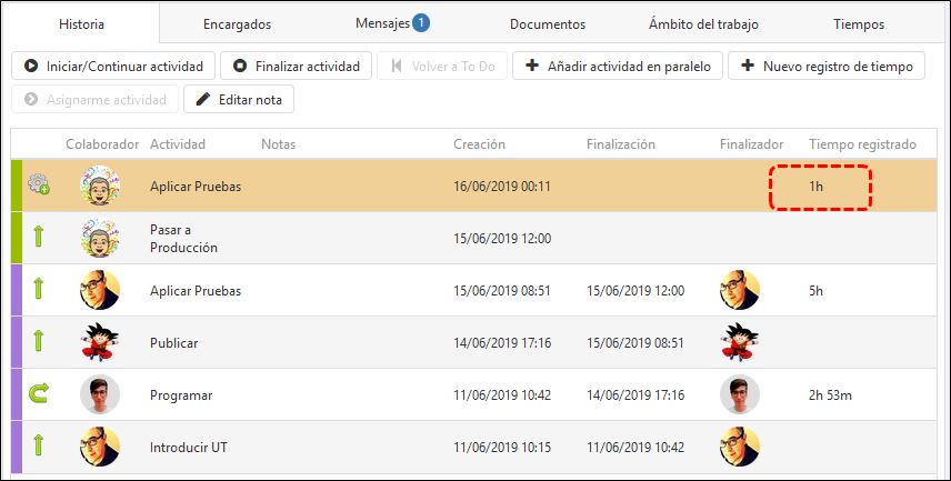Registrar y supervisar el tiempo invertido